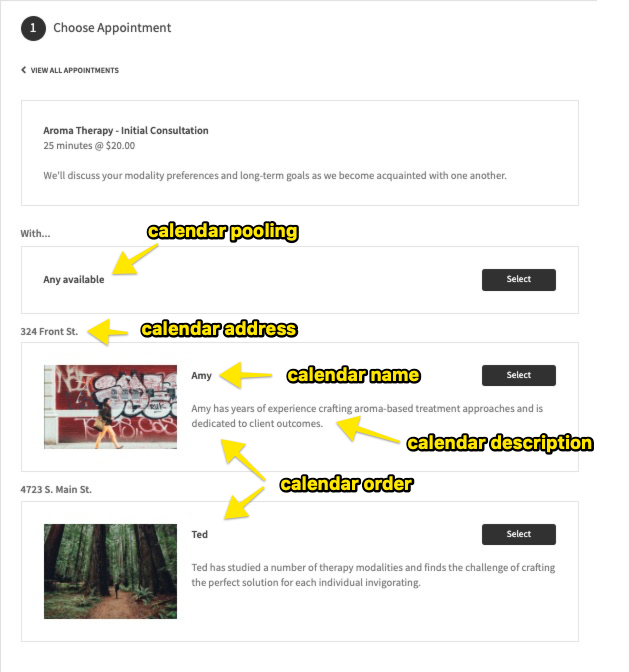 Elements of a scheduler – Acuity Scheduling Help Center